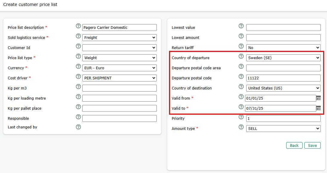 Create a Price List Header - Postal Codes – Pagero Support Center